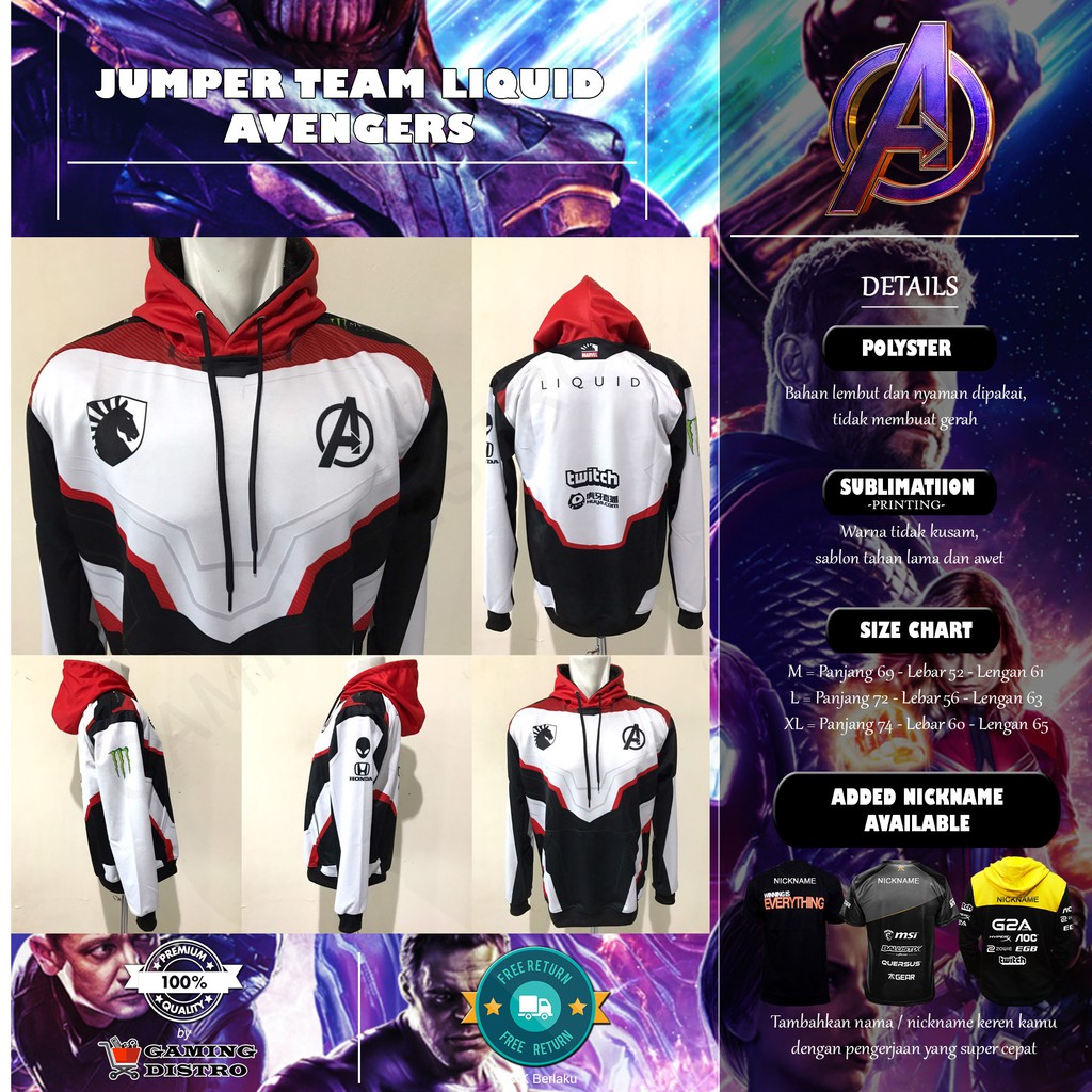 เสื้อแจ็กเก็ต ลาย Jumper Team Liquid Avengers CSGO Dota2 CSGO Dota2 ...