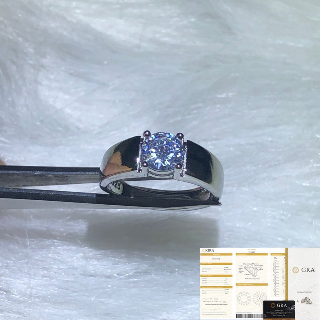 [พร้อมใบรับรอง Gra] แหวนเงิน S925 ประดับเพชรโมอิส สีขาว สําหรับผู้ชาย และผู้หญิง | Shopee Thailand