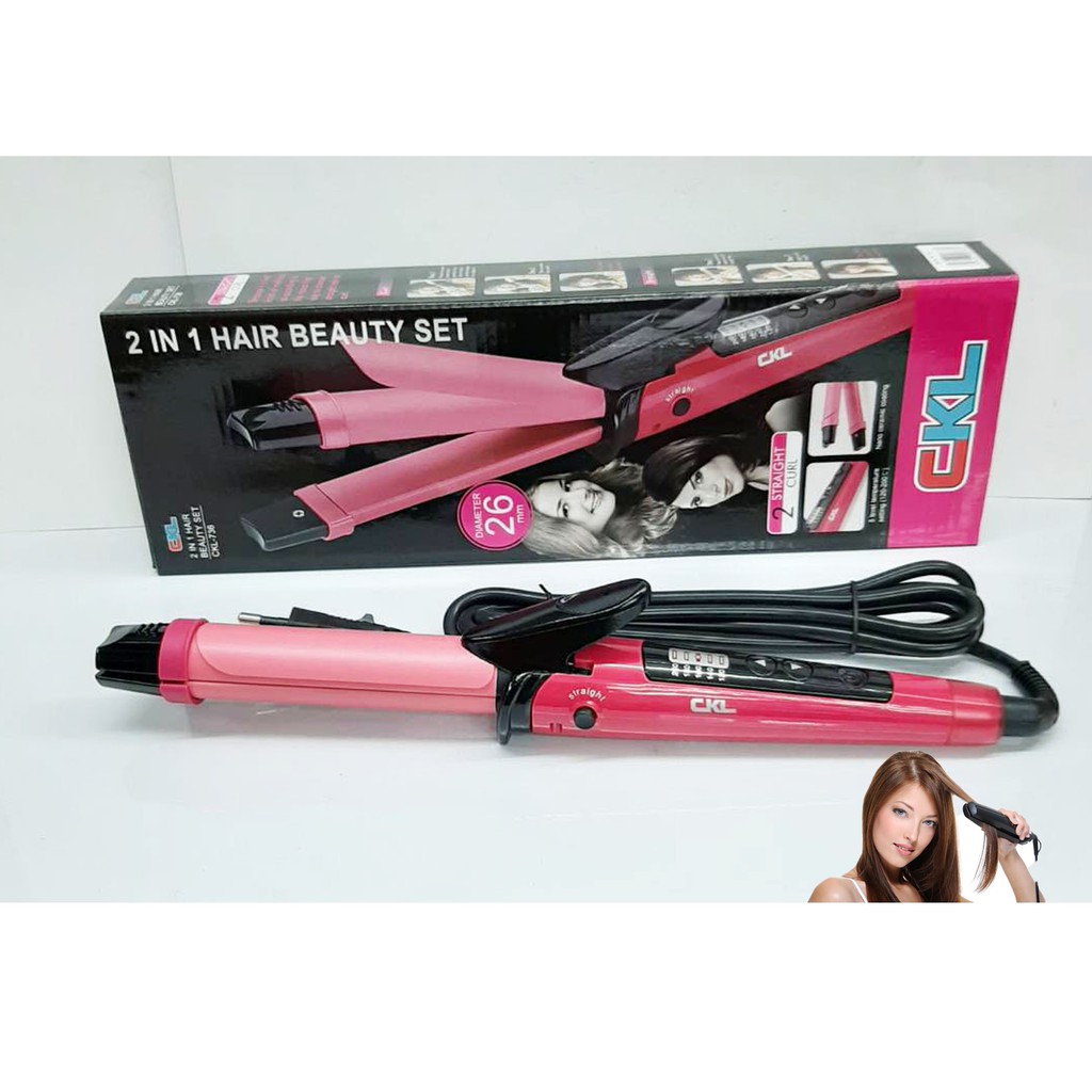 เครื่องหนีบผมไฟฟ้า CKL- 736 2 IN 1 HAIR BEAUTY SET ของแท้ | Shopee Thailand