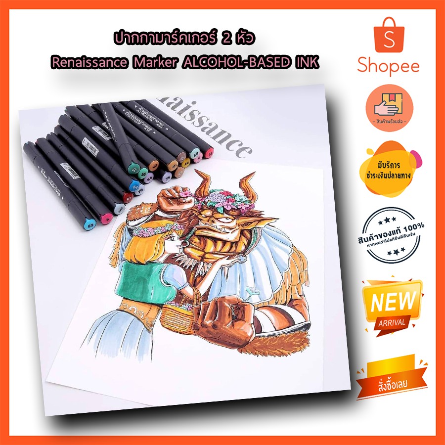 Renaissance Marker Alcohol-Based Ink MC101ปากกามาร์ค เรนาซองซ์ 2 หัว ...