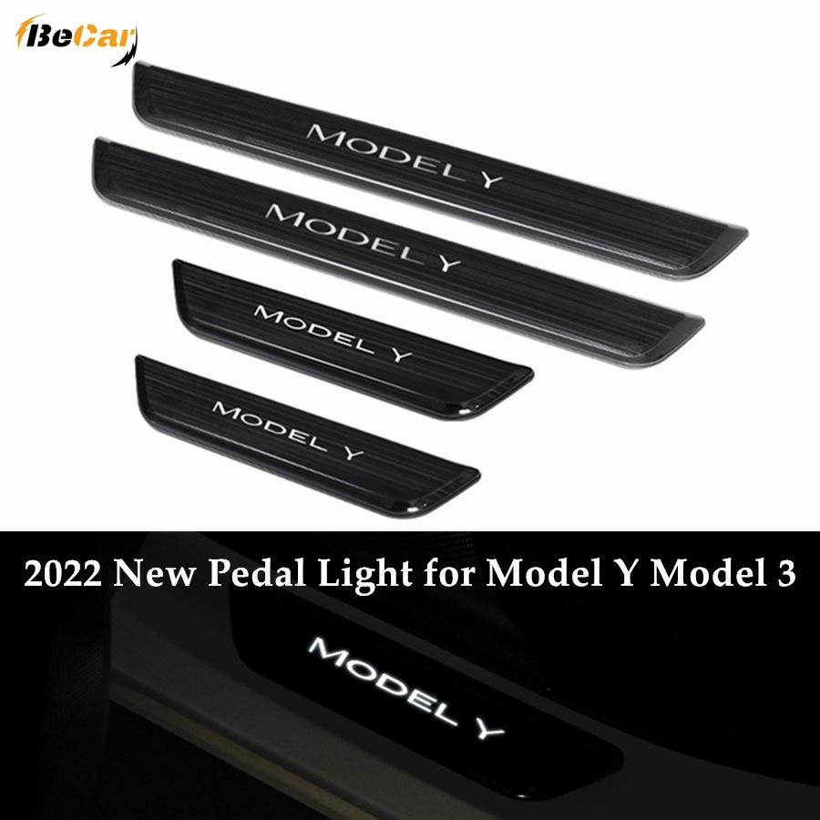 Tesla อุปกรณ์เสริมNew Led Illuminated edal Welcome Light for Tesla ...
