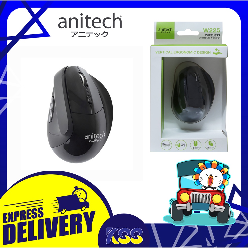 เม้าไร้สาย เมาส์เพื่อสุขภาพ เมาส์ไม่มีสาย Anitech W225 Ergonomic design ...