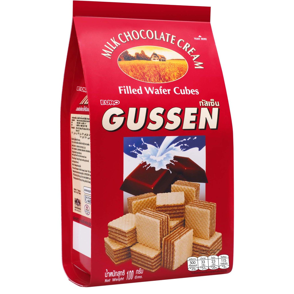 [ขายดี] Gussen กัสเซ็น เวเฟอร์สอดใส้ครีม 100 กรัม-รสมิลค์ช็อกโกแลต ...