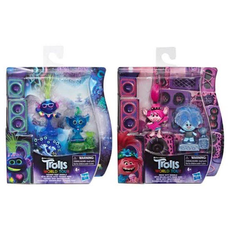 Trolls DreamWorks World Tour Rock City Bobble, Techno Reef Bobble ...