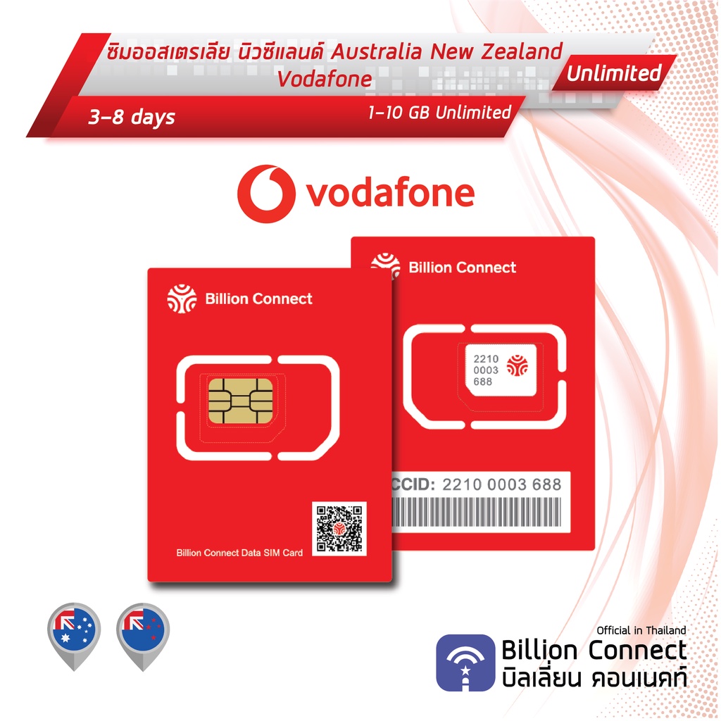 Australia New Zealand Sim Card 1-10GB Unlimited 128kbps สัญญาณ Optus ...