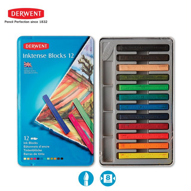 Derwent inktense blocks set 12 I แท่งหมึกระบายน้ำกล่อง 12 สี | Shopee ...