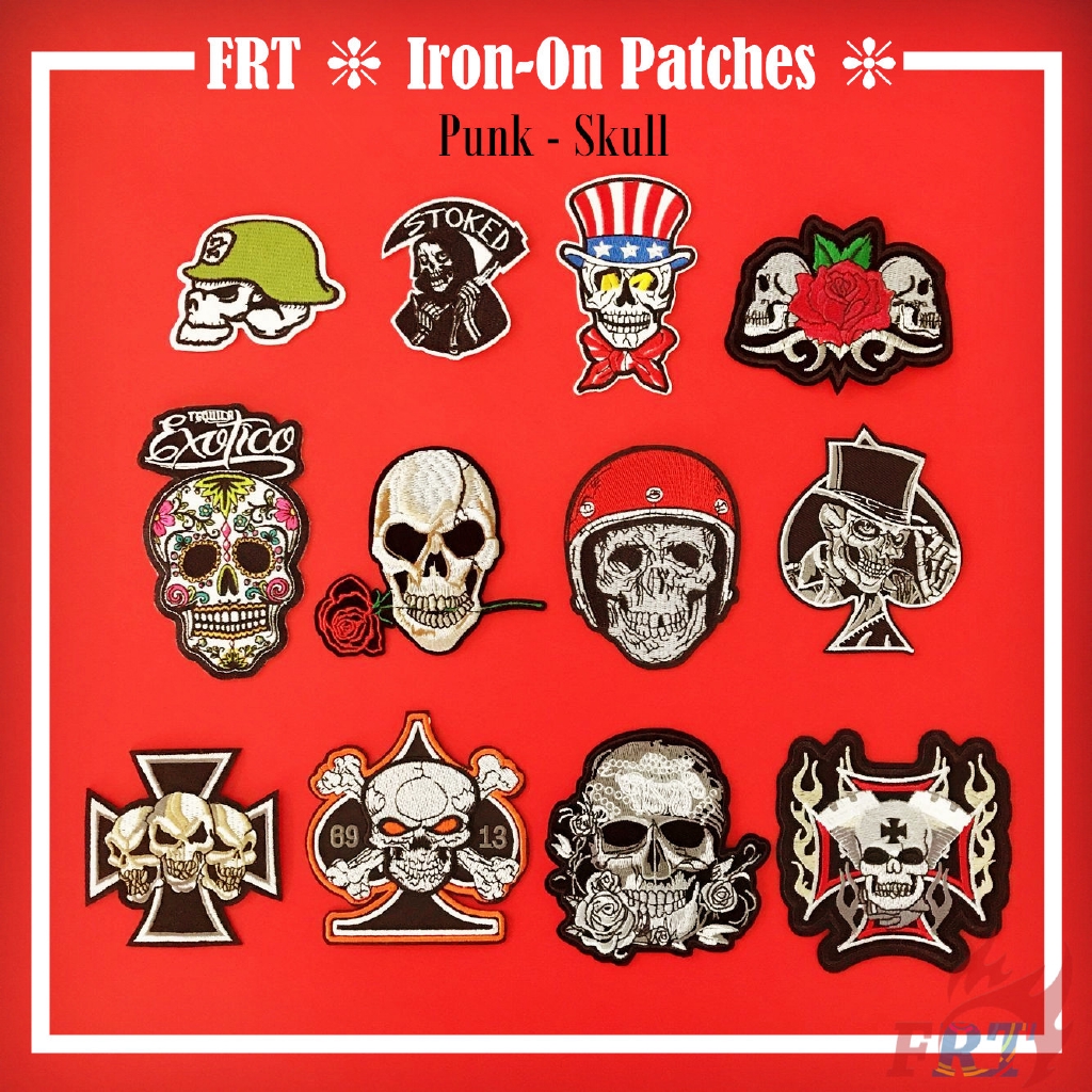 ☸ Punk - Skull Patch ☸ 1Pc Cool Skeleton Diy Sew on Iron on Badges ...
