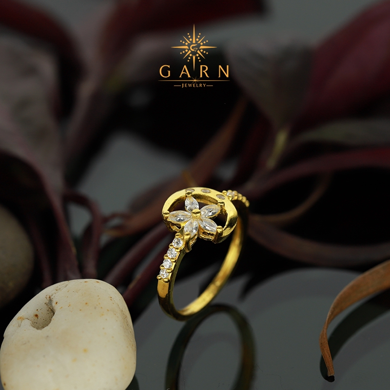 Garn Jewelry แหวนทองคำแท้ 96.5% 1สลึง คอลเลคชั่น ดวงดาว ฝังเพชร CZ มีใบ ...