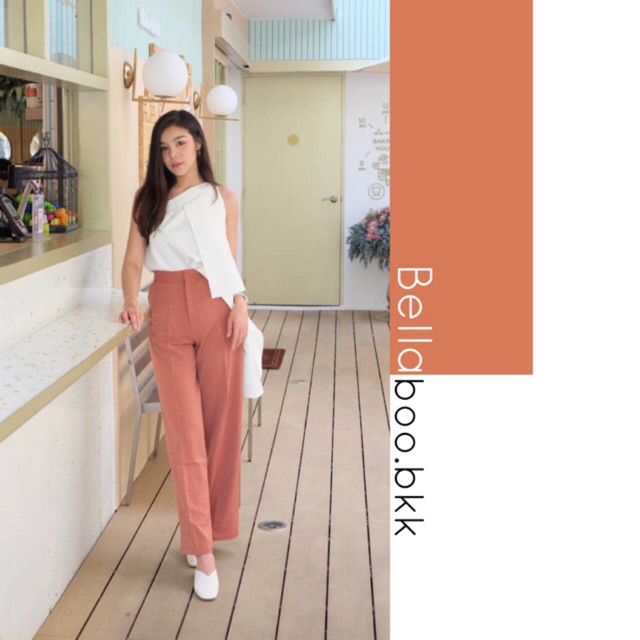 กางเกงขายาว ทรงกระบอก Brooke basic Pant สีส้มอิฐ | Shopee Thailand