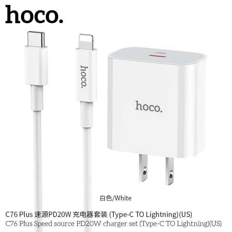 Hoco C76 Plus Charger PD 20W หัวชาร์จ และ ชุดชาร์จ(หัวพร้อมสาย) PD 20W ...