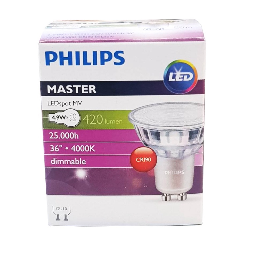 Philips Master LED GU10 4.9-50W Dimmable | Shopee Thailand