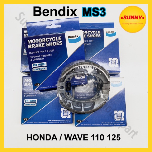 ผ้าเบรกหลัง BENDIX (MS3) แท้ HONDA : WAVE ทุกรุ่น / TENA / NOVA / SMASH / WAVE100 / WAVE110 ...