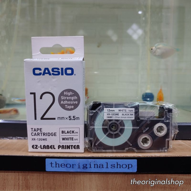 เทปฉลาก Casio EZ-Label Tape XR-12GWE 12mm ดำพื้นขาว กาวเหนียวพิเศษ แท้ ...