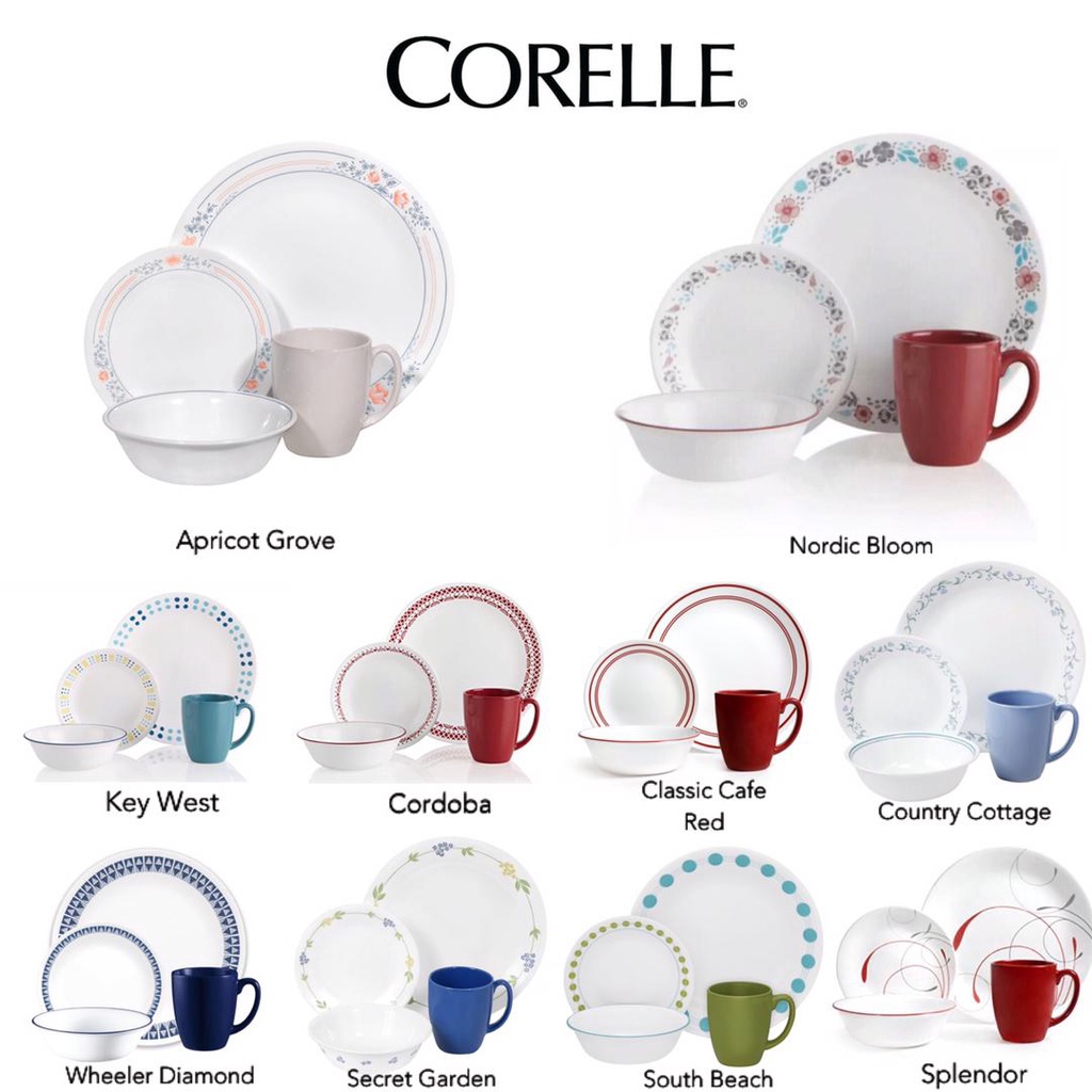 Corelle ชุดอาหารค่ํา ทรงกลม 16 ชิ้น / ชุด Pinggan Makan | Shopee Thailand