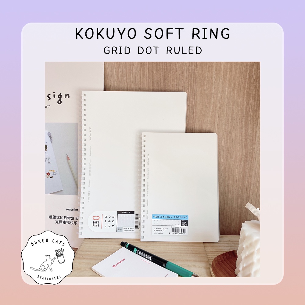 KOKUYO Soft Ring Grid Dot Ruled B6-B5 (80 sheets) // โคคุโย่ สมุดโน๊ต ...