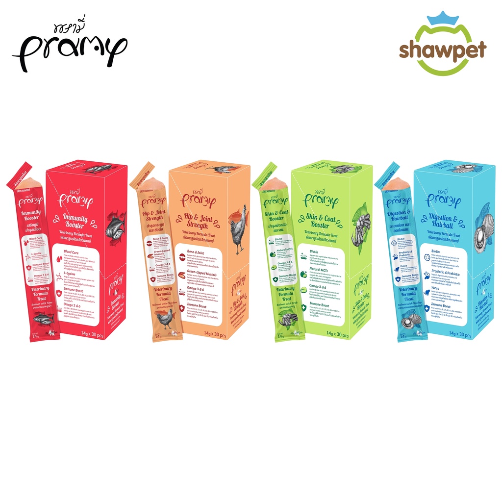 Pramy อาหารเสริม รูปแบบแมวเลีย บำรุงสุขภาพ ขนาด 14g บรรจุ 30ซอง ...