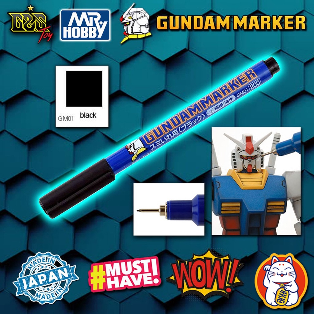 Gundam Marker - GM01 Black สีดำ : Mr.Hobby ปากกาตัดเส้น / ตัดเส้นกันพลา ...