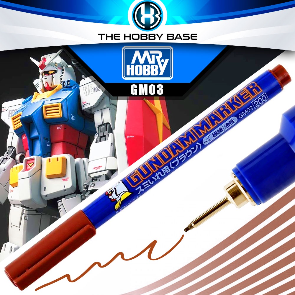Gundam MARKER GM03 BROWN FINE PERMANENT PANEL LINE PEN ประเภทพลาสติก ...
