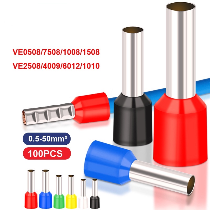 ขั้วต่อสายไฟ E0508 E7508 E1008 E1508 E2508 100 ชิ้น | Shopee Thailand