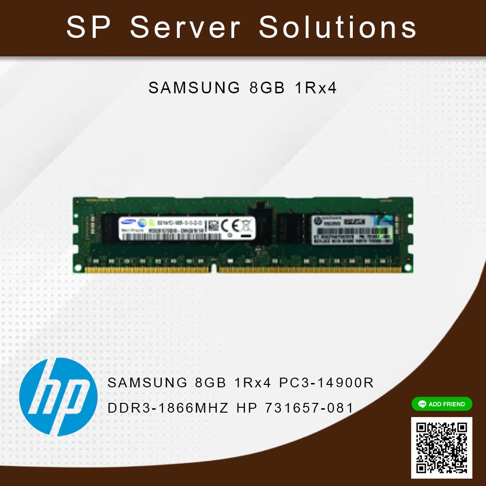 SAMSUNG 8GB 1Rx4 PC3-14900R DDR3-1866MHZ HP 731657-081 | Shopee Thailand