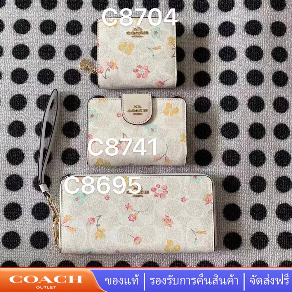 Coach C8704 C8741 C8695 กระเป๋าสตางค์ผู้หญิงซิปยาวกระเป๋าสตางค์ใบสั้น ...