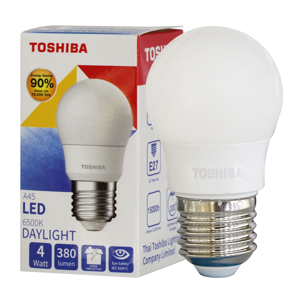 TOSHIBA หลอดไฟ LED 4W แสงขาว / แสงส้ม (DL / WW) E27 | Shopee Thailand