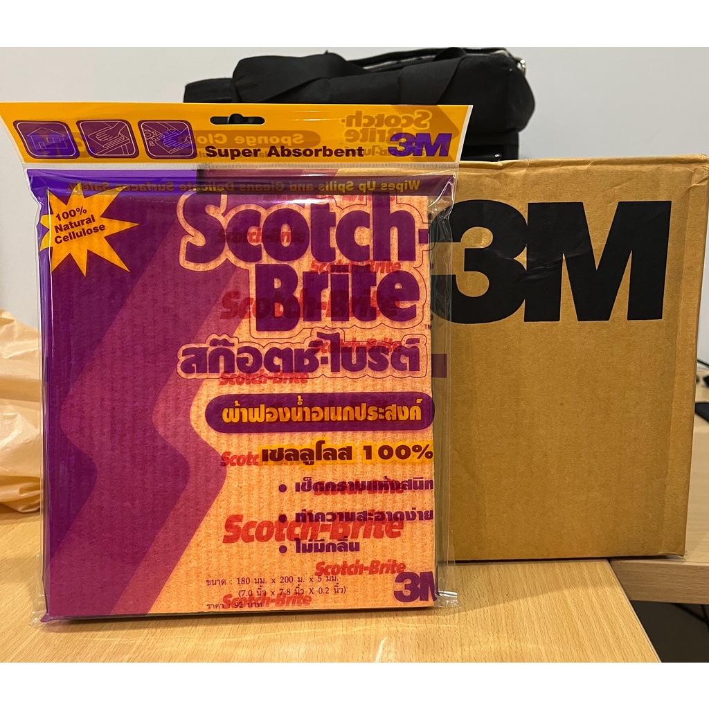 **ขายยกลัง**3M Scotch-Brith General Purpose Sponge Cloth ผ้าฟองน้ำอเนกประสงค์ 4ชิ้น/ห่อ 10ห่อ ...