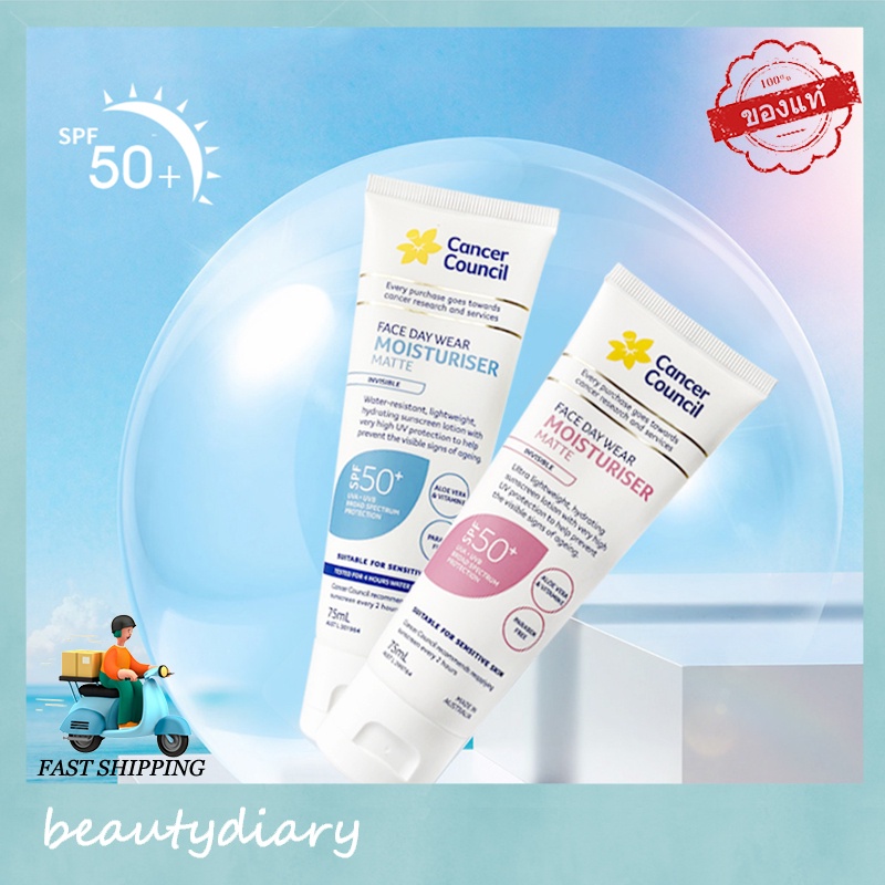 【พร้อมส่ง】 Cancer Council Australia Face Day Wear Moisturiser Matte SPF 50+ UVA UVB 75ML ครีมกัน ...
