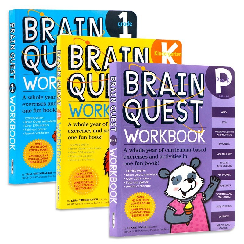 หนังสือ Brain Quest ชุด 3 เล่ม หนังสือแบบฝึกหัด อนุบาล แนะนำ | Shopee ...