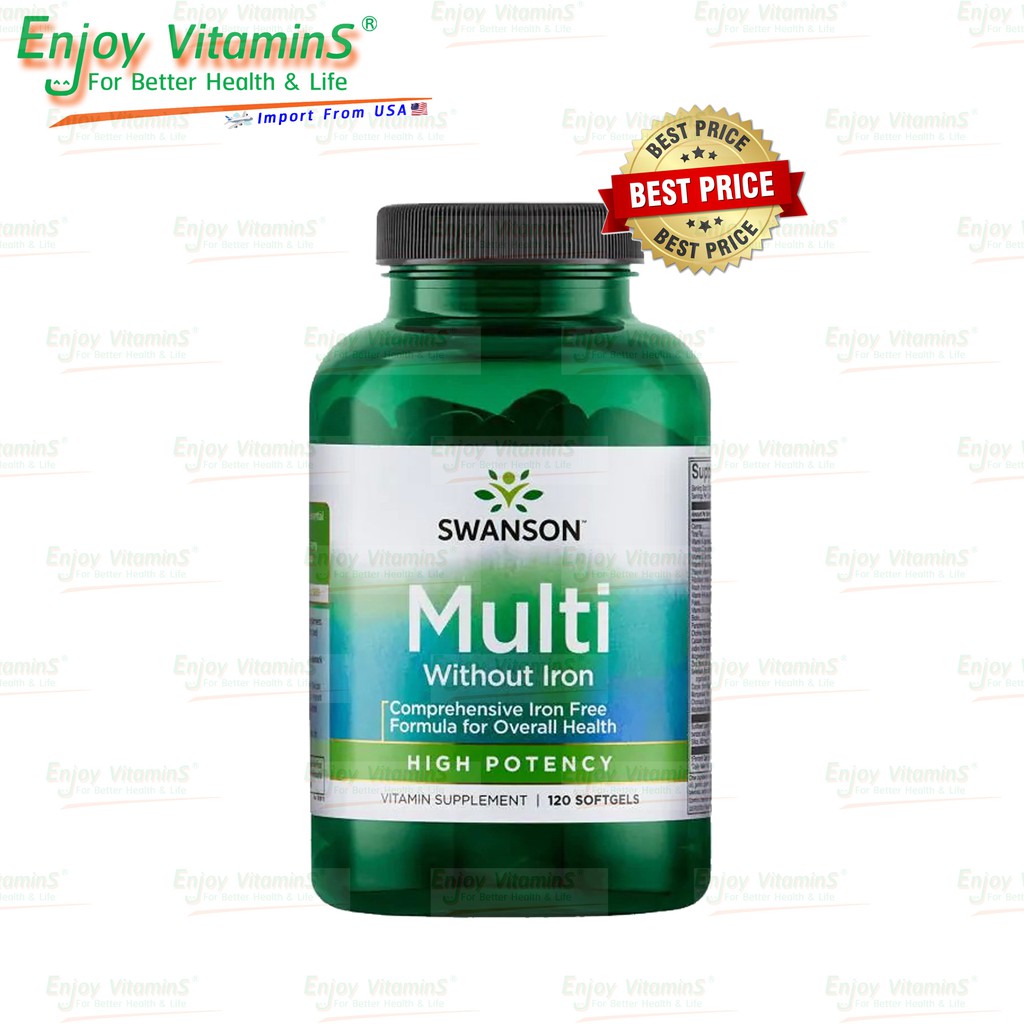 Swanson Multivitamins & Minerals Without Iron 120 Softgels (Exp.07/2024 ...