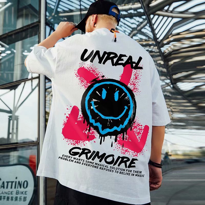 ไซส์ S-8XL】Little Devil Fat Oversize National tide เสื้อยืดแขนสั้นสำหรับชายและหญิง tide ins tide ...