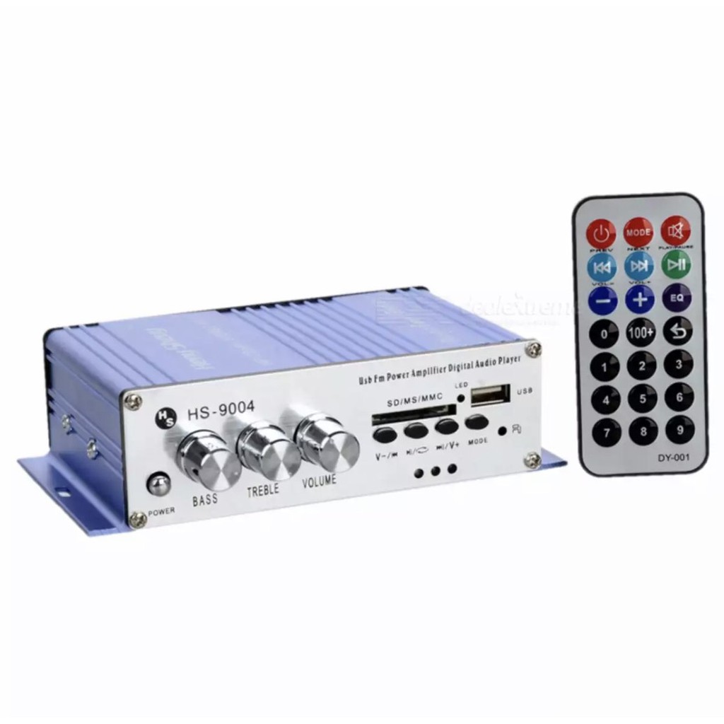 เครื่องขยายเสียงมอเตอร์ ไซค์/รถยนต์/เรือ DC12V 400วัตต์ USB/SD Amplifier 2ch รุ่น HS-9004 ...