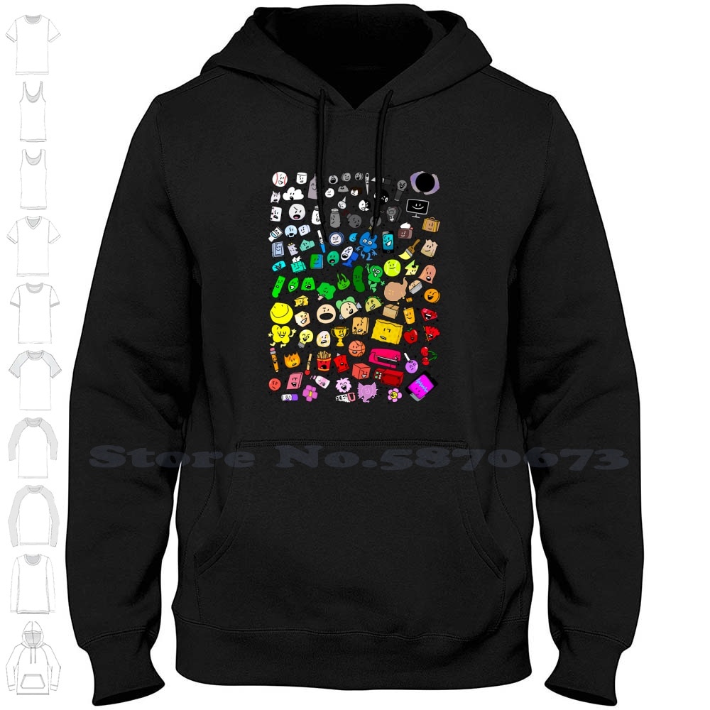 Bfdi Inanimate ตัวละครทั้งหมดโปร่งใส Streetwear Sport Hoodie เสื้อกัน ...