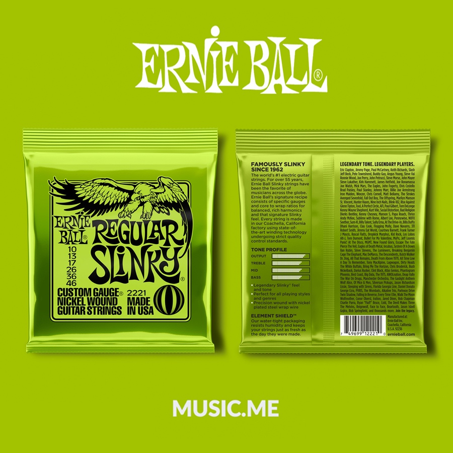 สายกีต้าร์ ERNIE BALL REGULAR SLINKY NICKEL WOUND ELECTRIC GUITAR STRINGS 10-46 / ของแท้100% ...
