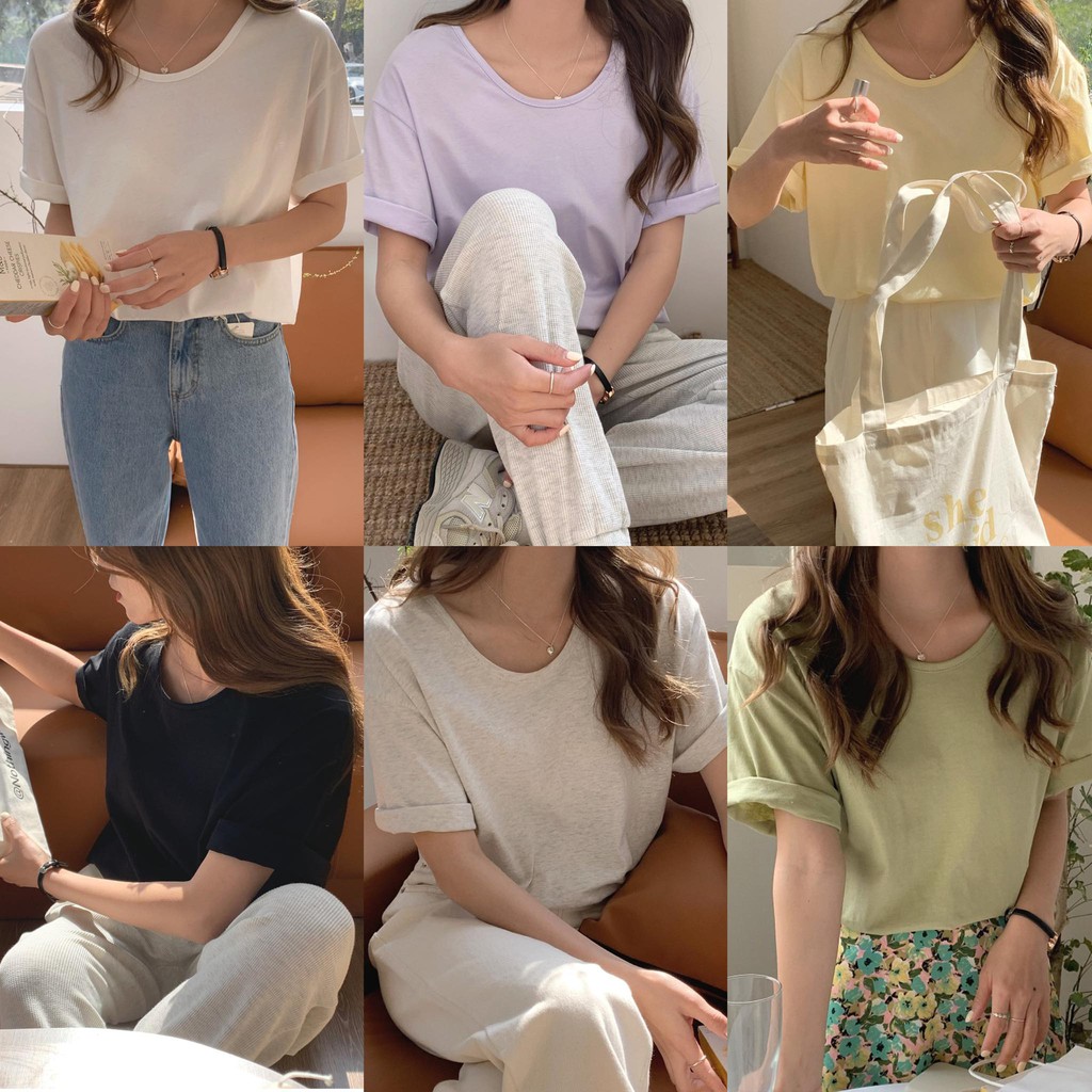 cpjgirlxx | Sunny Basic T-shirt - 6colors [KR edition] | Shopee Thailand