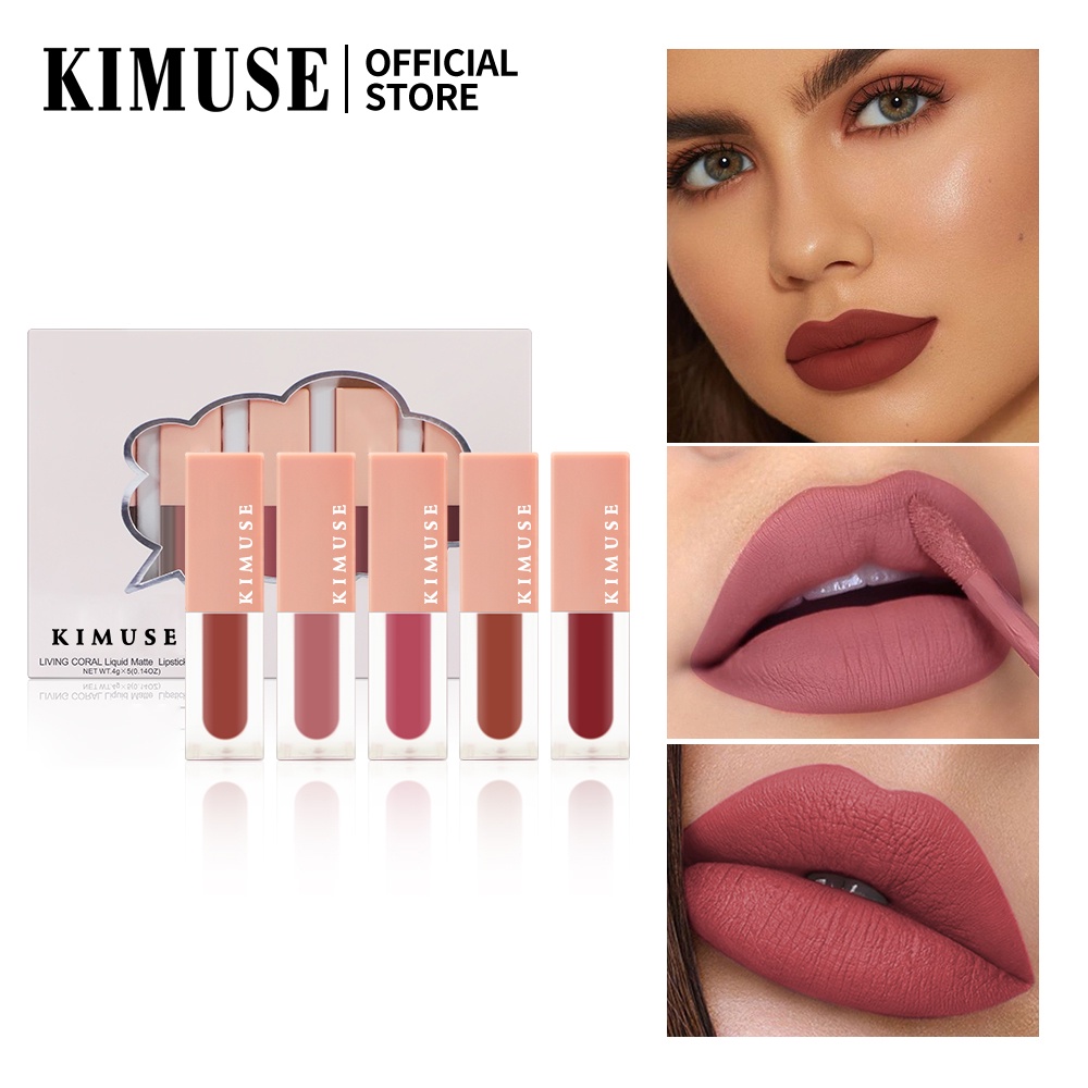 Kimuse Brand Red Matte ชุดลิปสติกแต่งหน้า 5 ชิ้น | Shopee Thailand