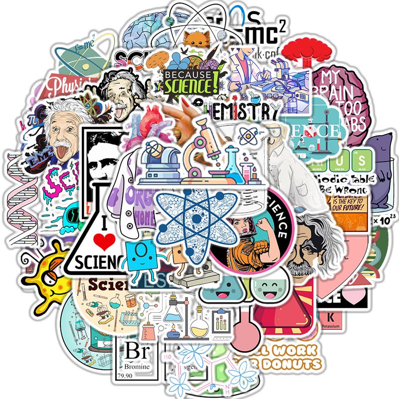 【Large sticker】50PCS Science Lab Physics Chemical Stickers Cartoon ...