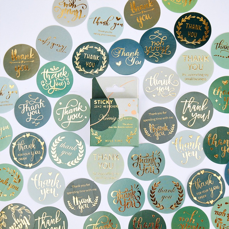 สติ๊กเกอร์ Thank You Series ทรงกลม 46 ชิ้นสําหรับตกแต่งสมุดภาพกล่อง ...