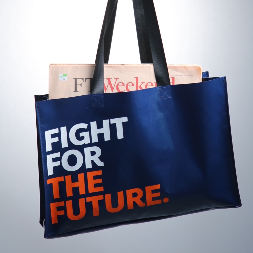 kaitom official - กระเป๋าผ้าใบ "FIGHT FOR THE FUTURE" สีกรม | Shopee ...