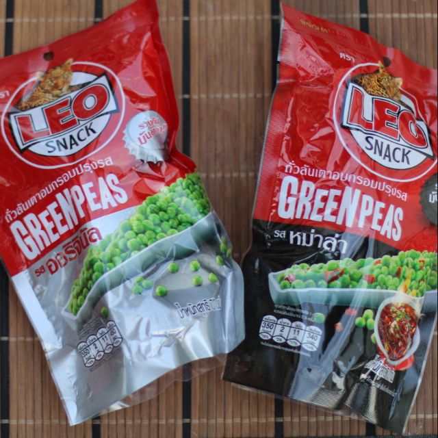 ถั่วลันเตาอบกรอบ ตราลีโอสแน็ค มี 2 รส (LEO SNACK) | Shopee Thailand