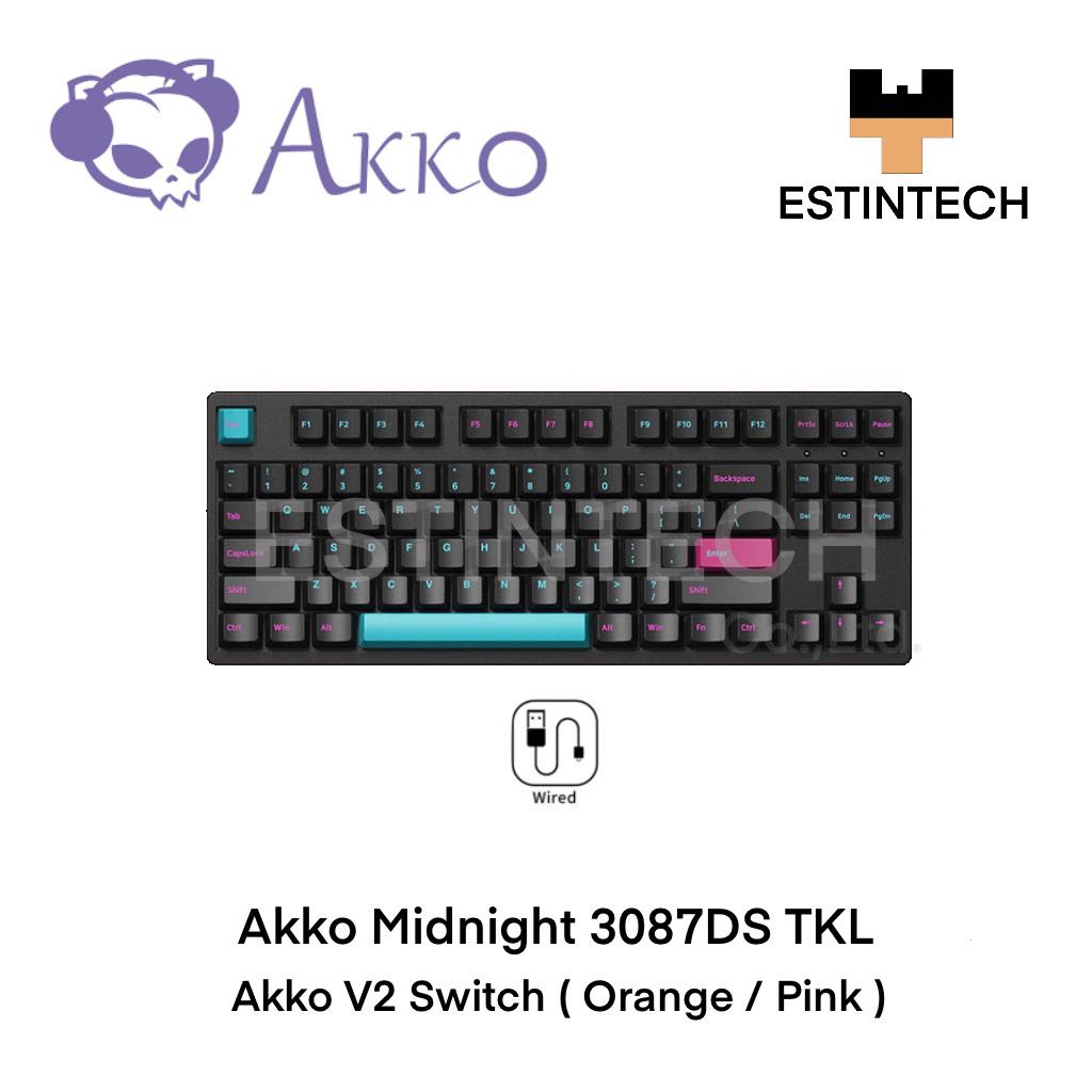Keyboard (คีย์บอร์ด) Akko Midnight 3087DS TKL Akko V2 Switch (Orange ...