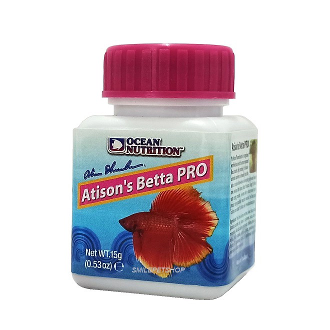 Ocean Nutrition Atison Betta PRO 15 g.(อาหารปลากัดเกรดพรีเมี่ยม สูตรเร่งสี เร่งโต กล่องชมพู ...