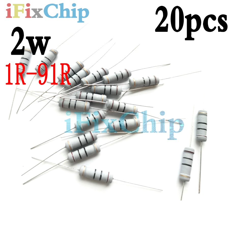 ตัวต้านทานฟิล์มโลหะ 2W 1% 1R-91R 1.5R 2.2R 2.7R 3.3R 4.7R 8.2R 10R 22R 47R 56R 62R 68R 75R 82R ...