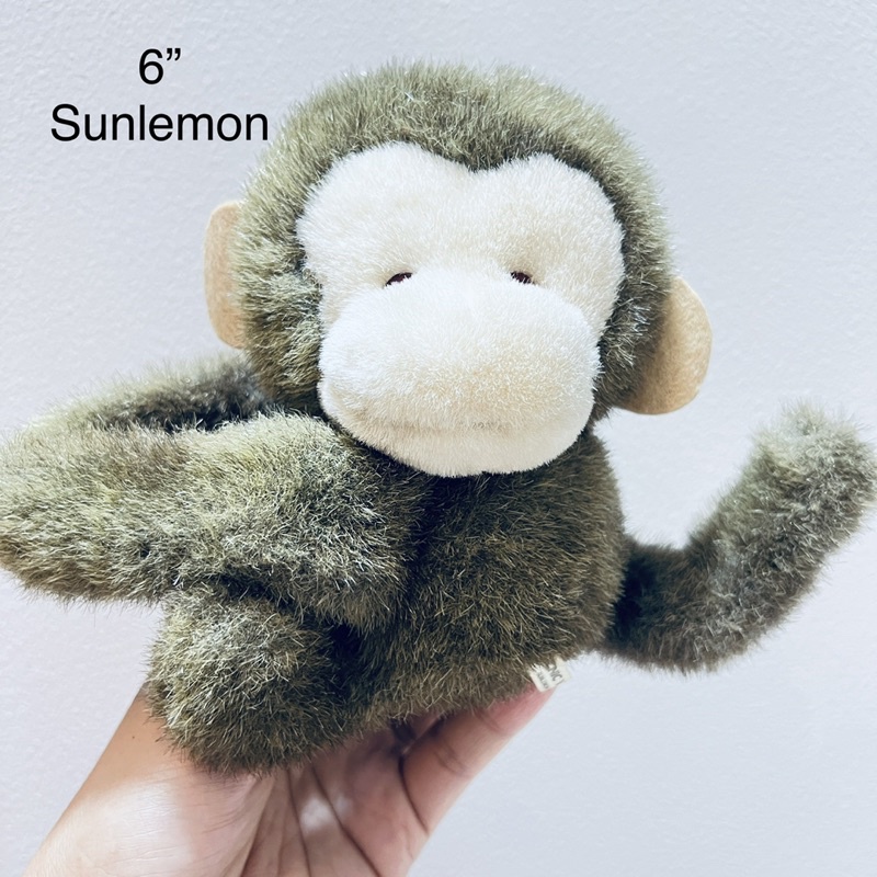 ตุ๊กตา ลิง ป้าย Sunlemon Picnic World ขนาด6” หายากมาก มือเป็นตีนตุ๊กแก หางดัดได้ Monkey plush ...