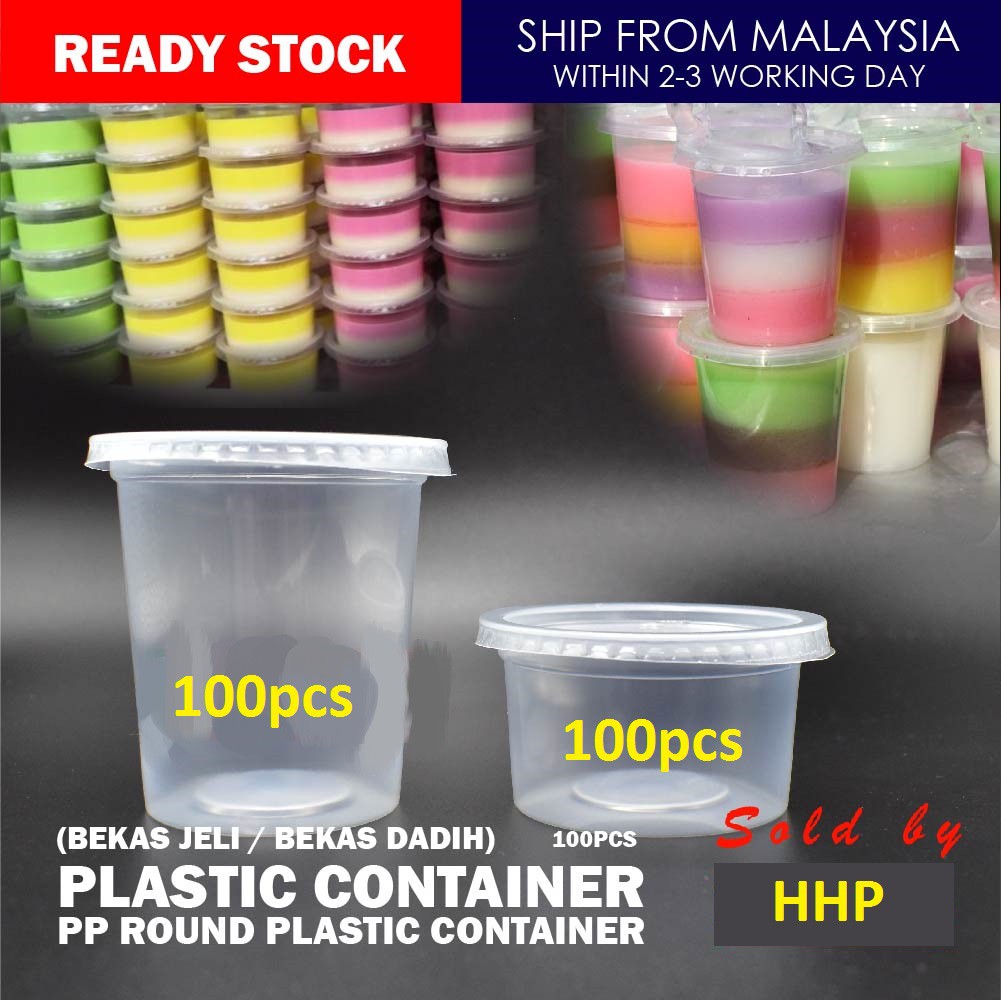8oz, 4oz, 2oz BEKAS DADIH / BEKAS JELLY - ภาชนะพลาสติกทรงกลม PP 50 ชิ้น ...