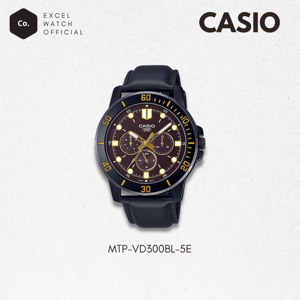 นาฬิกาข้อมือ CASIO รุ่น MTP-VD300BL มี 3 สี analog สายหนังแท้ ทนทาน ...