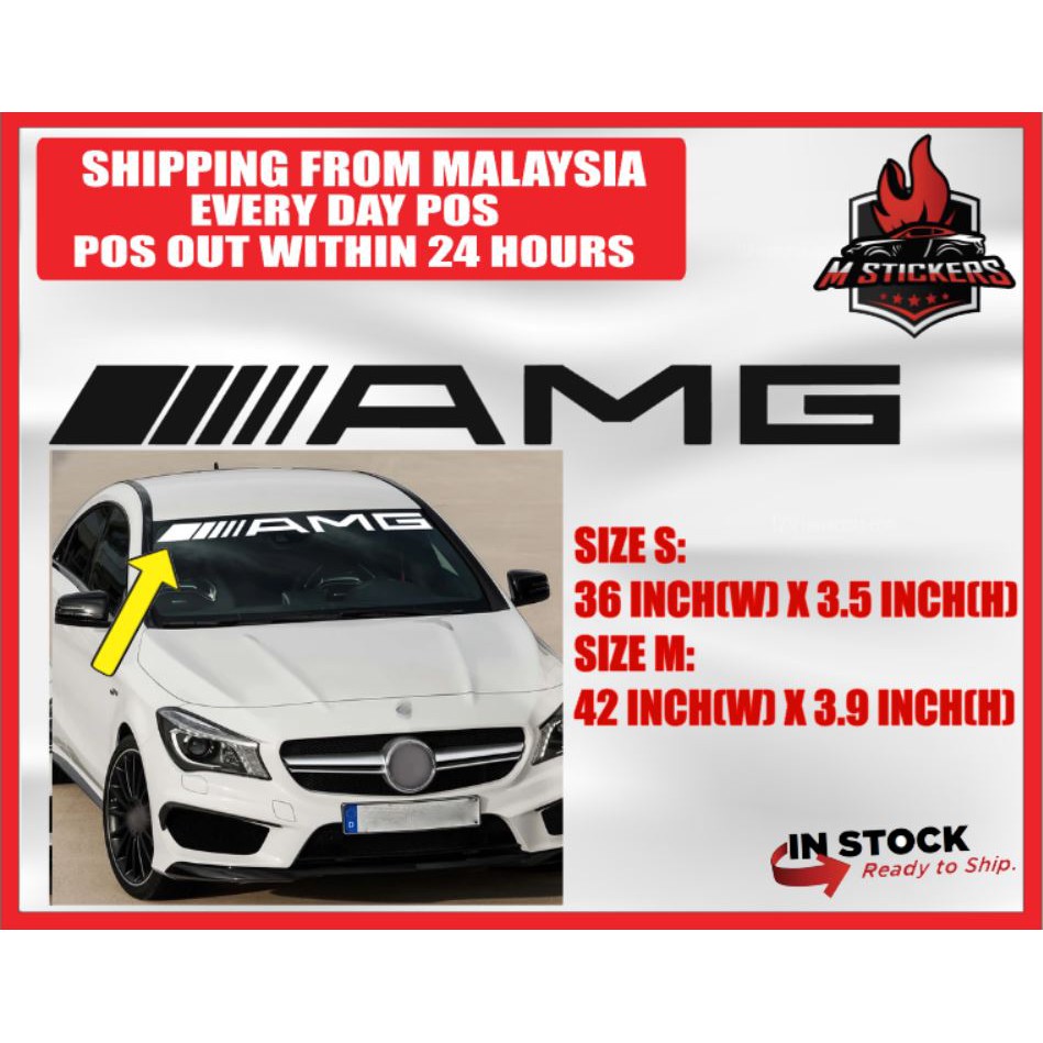 [M Stickers] AMG Windscreen STICKER ใช้งานร่วมกับ AMG Mercedes Benz รถ ...