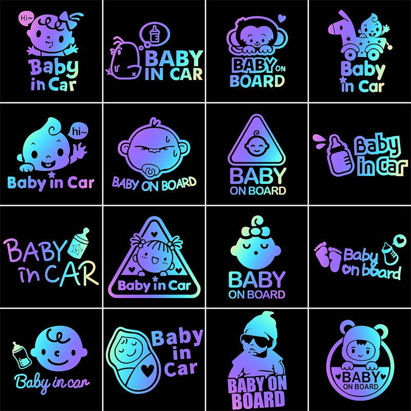 Baby in Car with Baby Personality Laser Reflective Creative Text ...