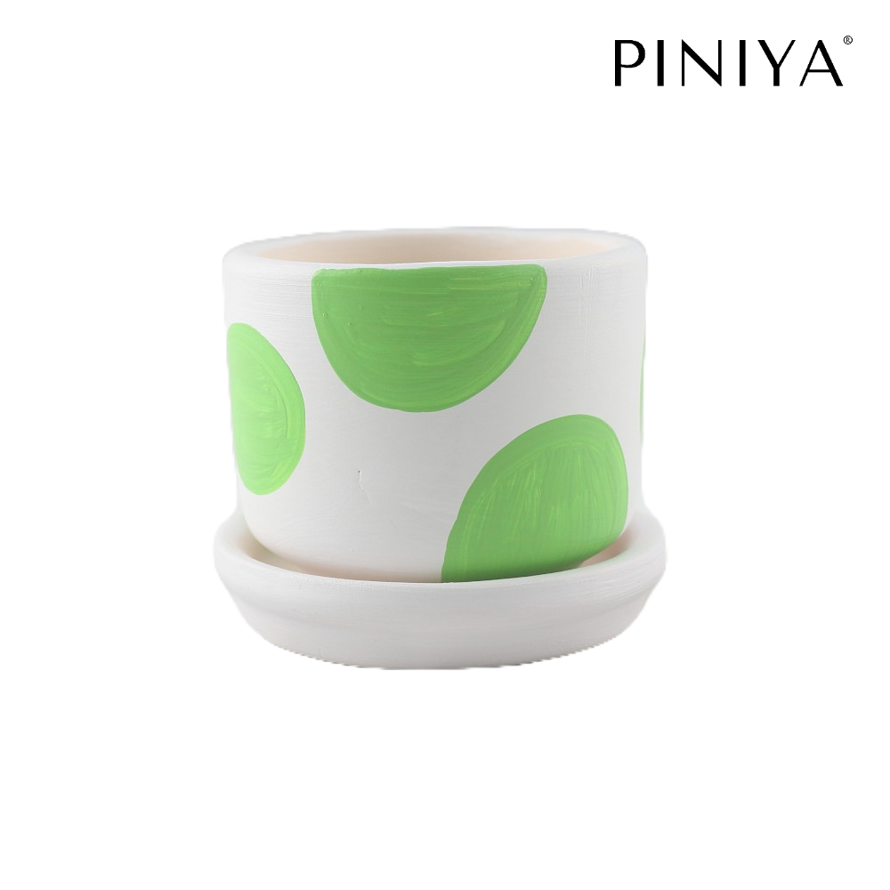 Piniya พินิยา - กระถางต้นไม้ ดินเผา รุ่น น่ารักเล็ก, 9ซม., ลายจุดสี, สี ...
