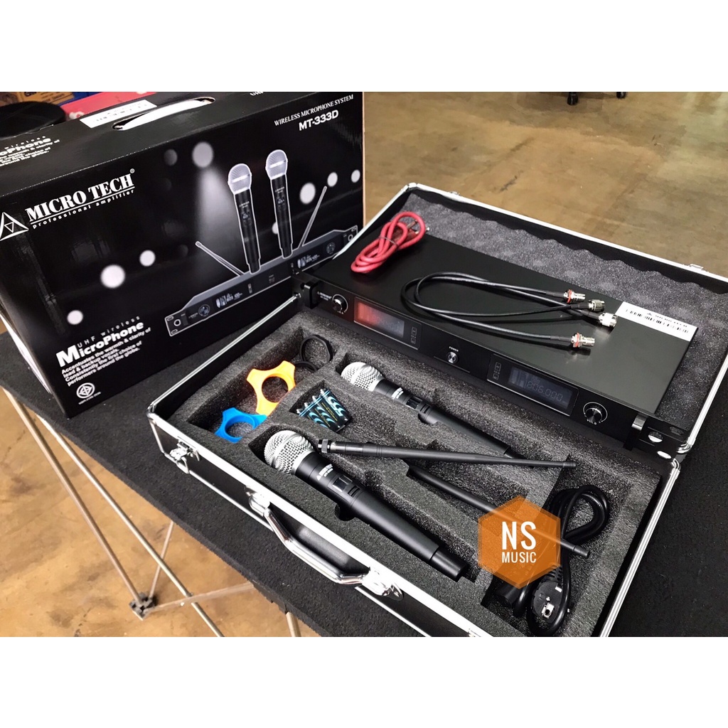 MICROTECH MT 333D ไมโครโฟนไร้สาย ไมค์ถือคู่ MT333D ไมค์ลอย MT 333 D อุปกรณ์ครบ กระเป๋า กันกลิ้ง ...